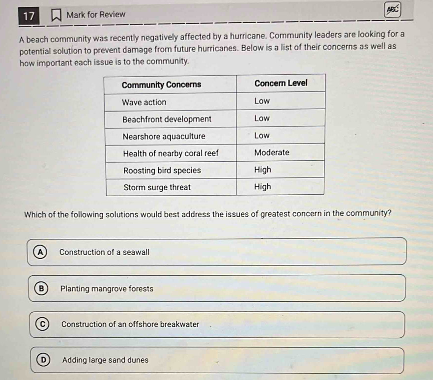 Solved: for Review A beach community was recently negatively affected ...