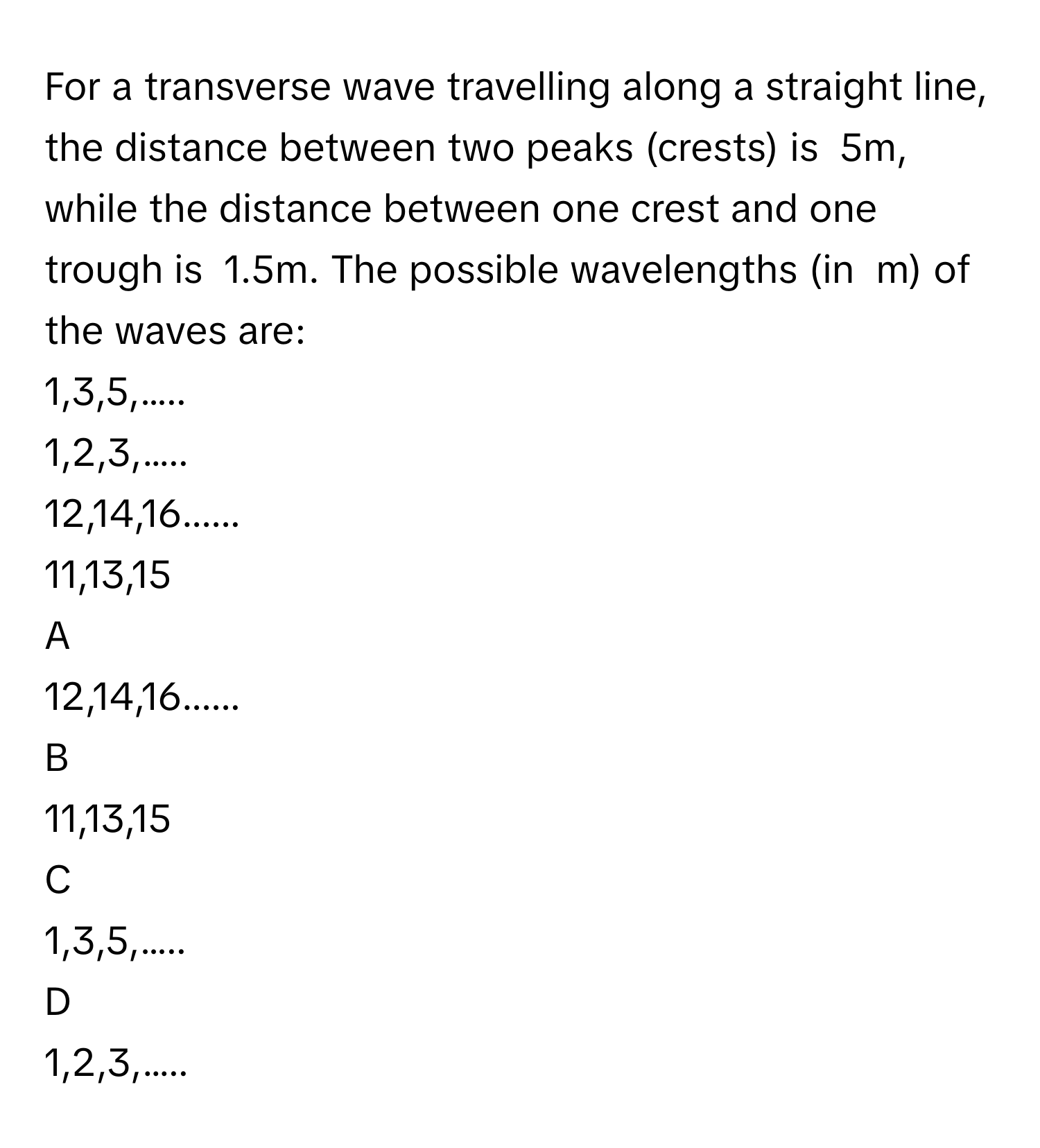 Solved: For a transverse wave travelling along a straight line, the ...