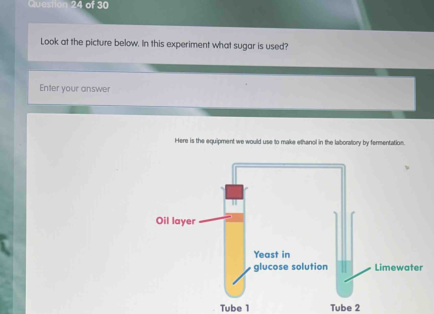 Solved: Look at the picture below. In this experiment what sugar is ...