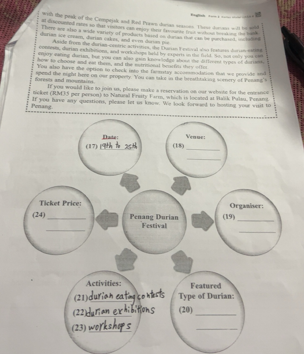 Selesai:English Form with the peak of the Cempejak and Red Prawn durian ...