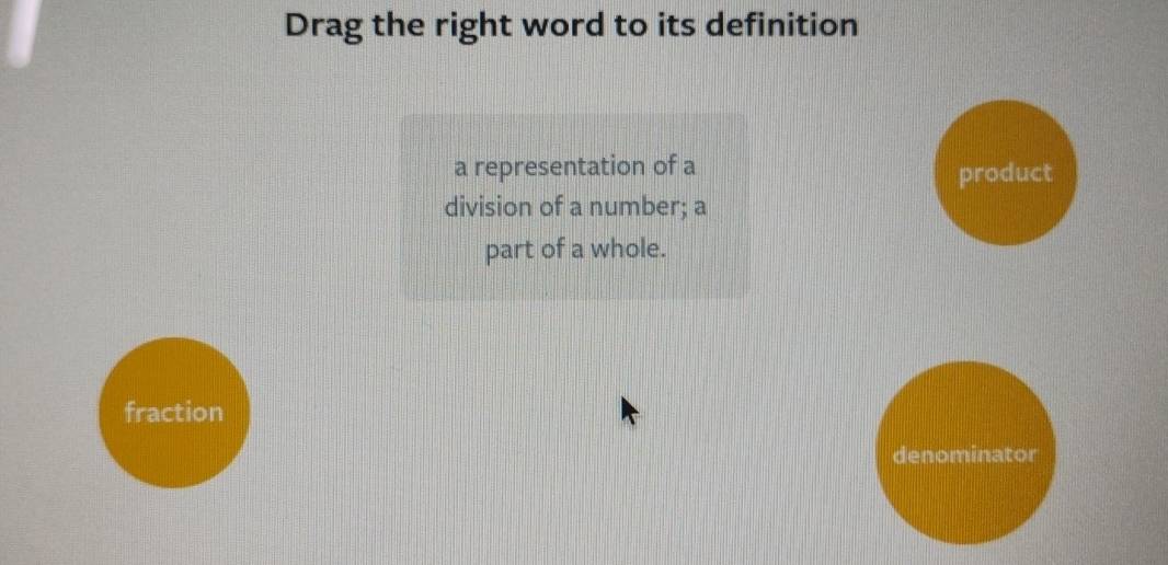 Solved: Drag the right word to its definition a representation of a ...