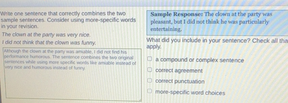 Solved: Write one sentence that correctly combines the two Sample ...
