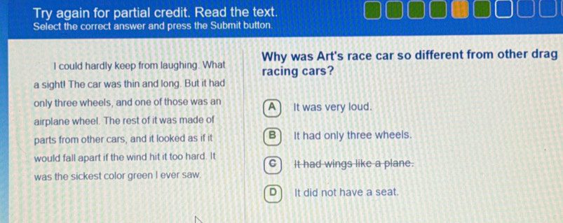 Solved: Try again for partial credit. Read the text. Select the correct ...