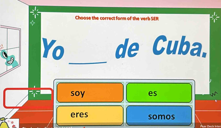 Solved: Choose the correct form of the verb SER a Yo_ a de Cuba. soy es ...