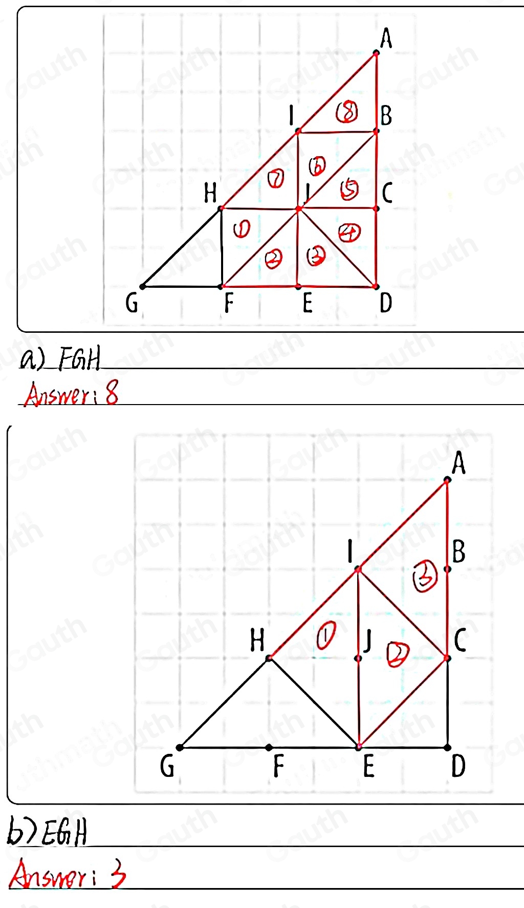 Solved: Work out how many triangles can be drawn between the labelled ...