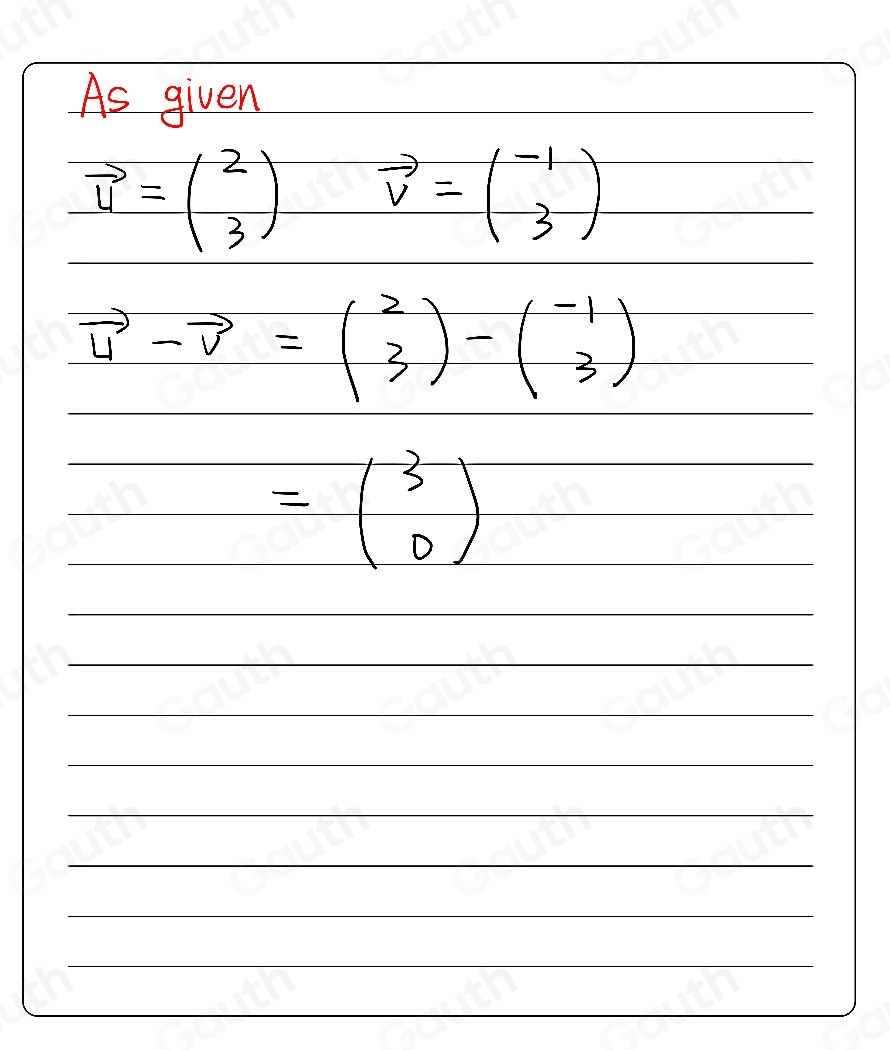 Solved: The diagram shows two vectors u and v. The vector u-v= is [Math]