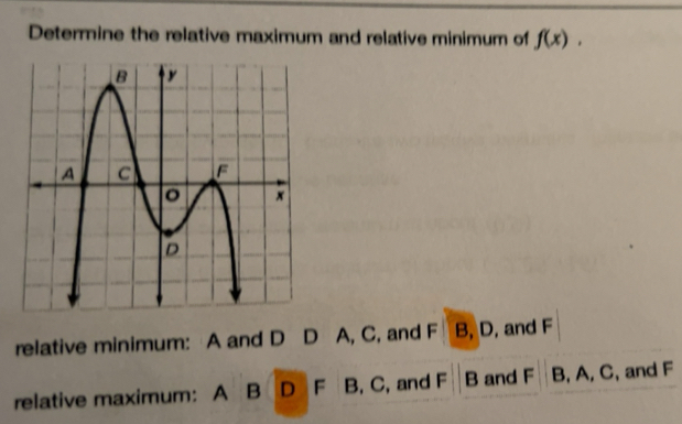 Solved: Determine the relative maximum and relative minimum of f(x ...