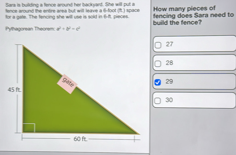 Solved: Sara is building a fence around her backyard. She willl put a ...