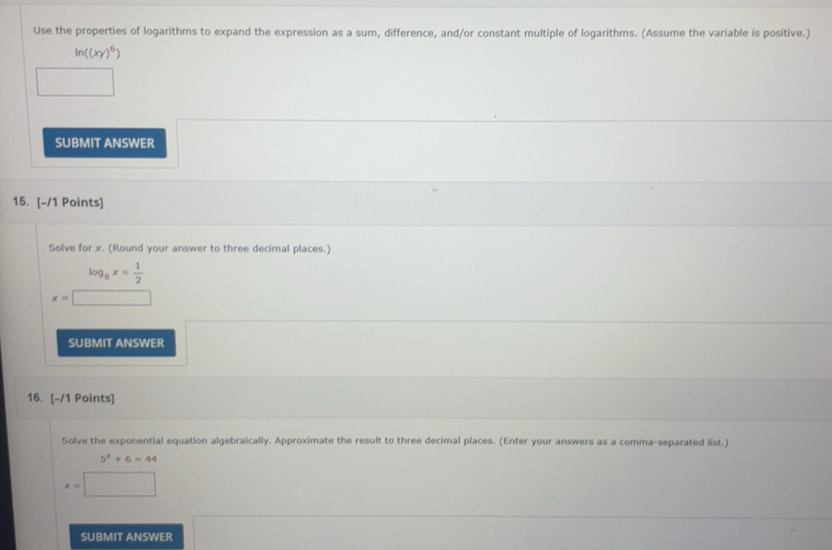 Solved: Use the properties of logarithms to expand the expression as a ...