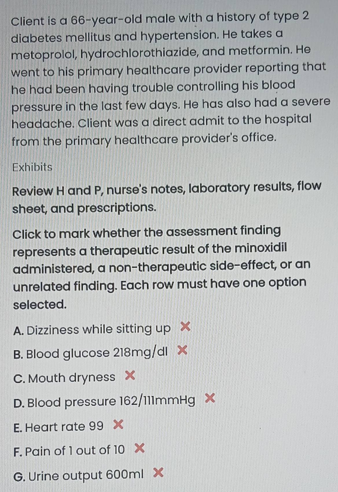 Solved: Client is a 66-year-old male with a history of type 2 diabetes ...