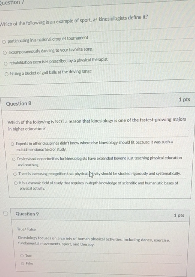 Solved: Question Which of the following is an example of sport, as ...