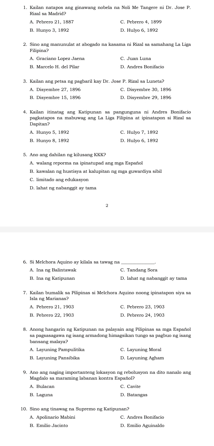Solved: Kailan natapos ang ginawang nobela na Noli Me Tangere ni Dr ...