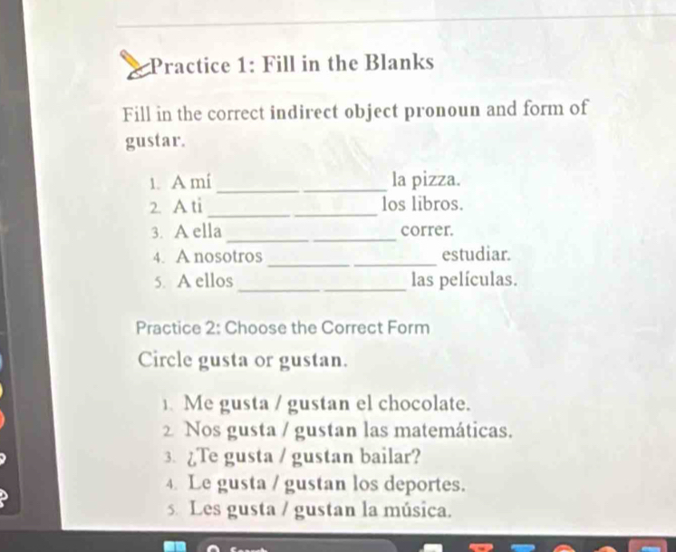 Solved: Practice 1: Fill in the Blanks Fill in the correct indirect ...