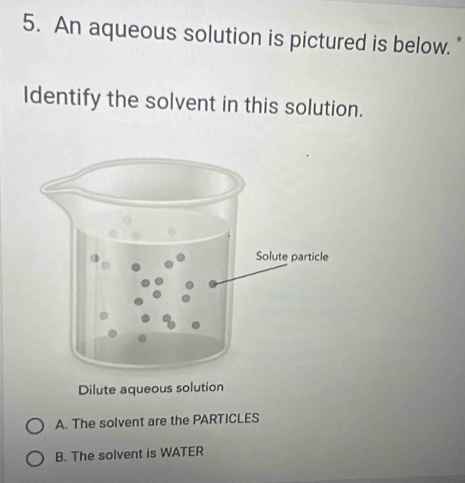 Solved: An aqueous solution is pictured is below." Identify the solvent ...