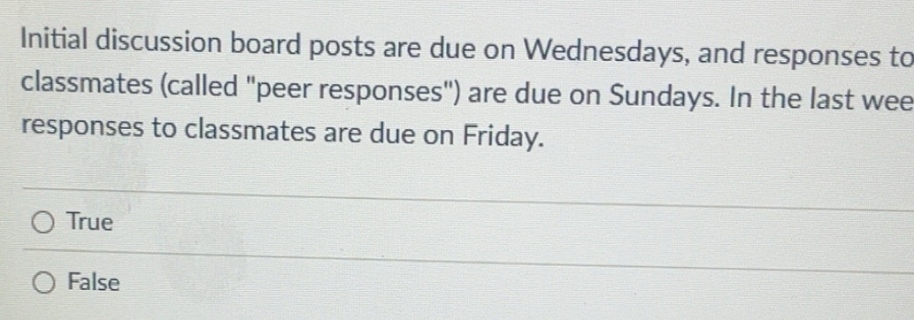Solved: Initial discussion board posts are due on Wednesdays, and ...