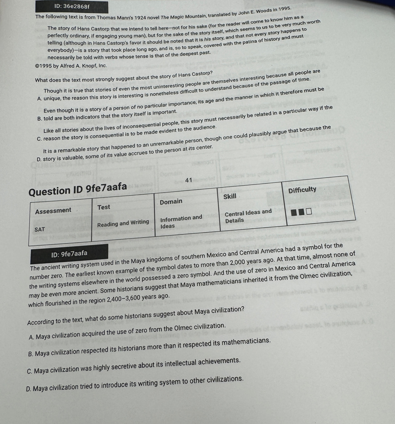 Solved: ID: 36e2868f The following text is from Thomas Mann's 1924 ...