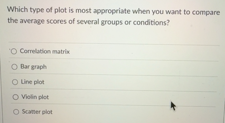 Solved: Which type of plot is most appropriate when you want to compare ...