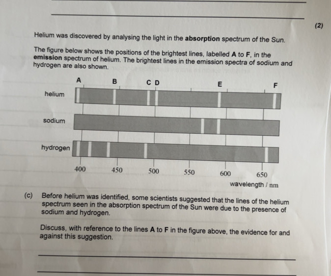 Résolu :(2) Helium was discovered by analysing the light in the ...
