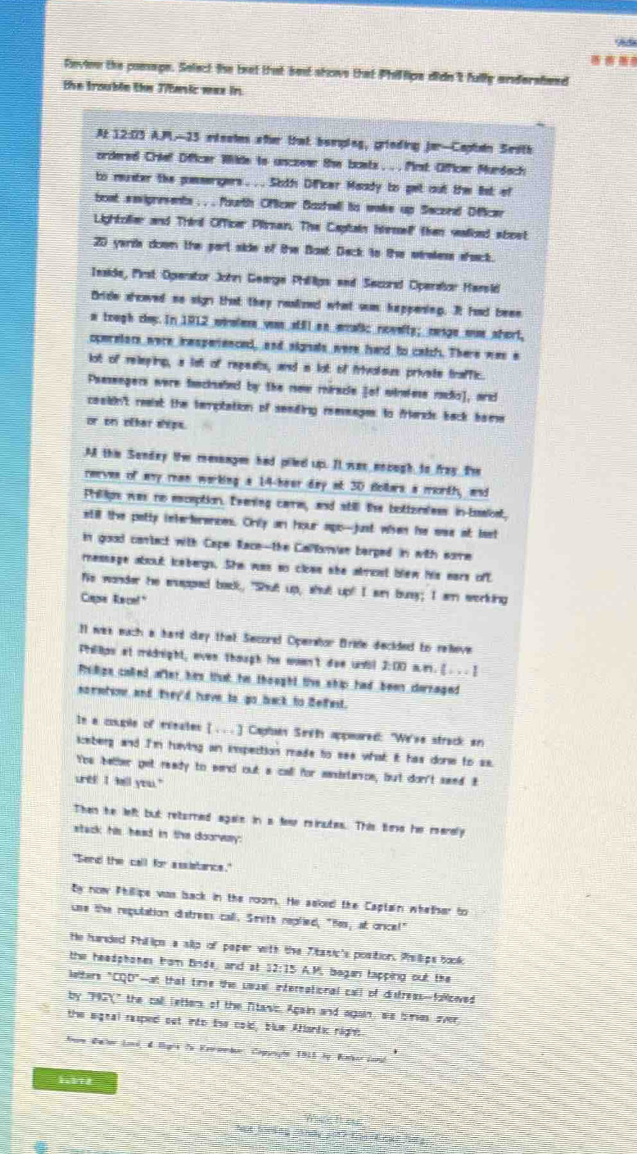 Solved: 9 5 Ravion the poesage. Select the teat that best shows that ...