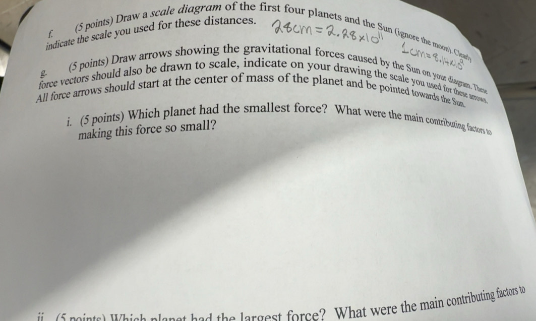 Solved: indicate the scale you used for these distances. f. (5 points ...