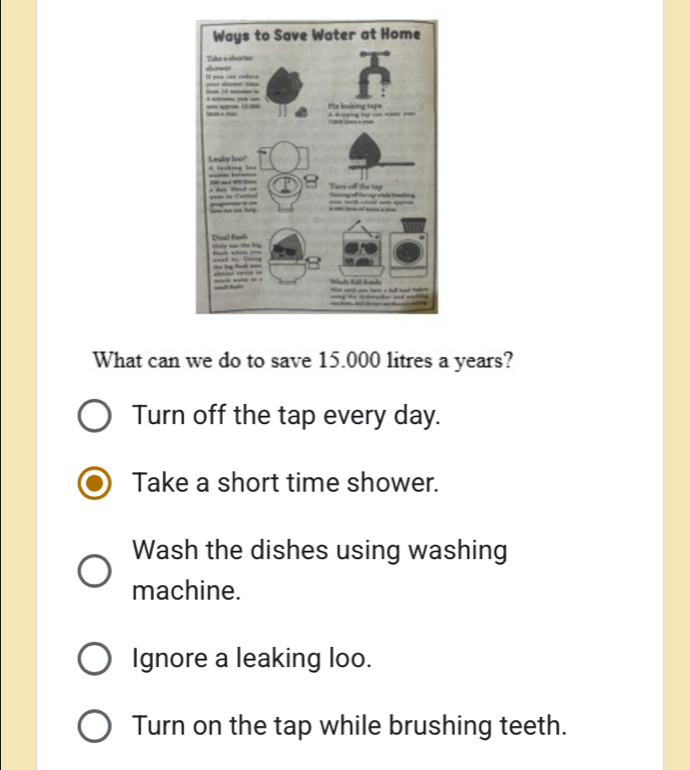Telah dijawab:What can we do to save 15.000 litres a years? Turn off ...