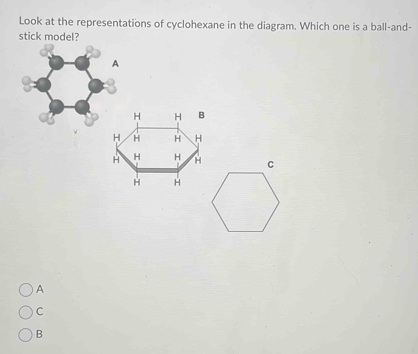 Solved: Look at the representations of cyclohexane in the diagram ...