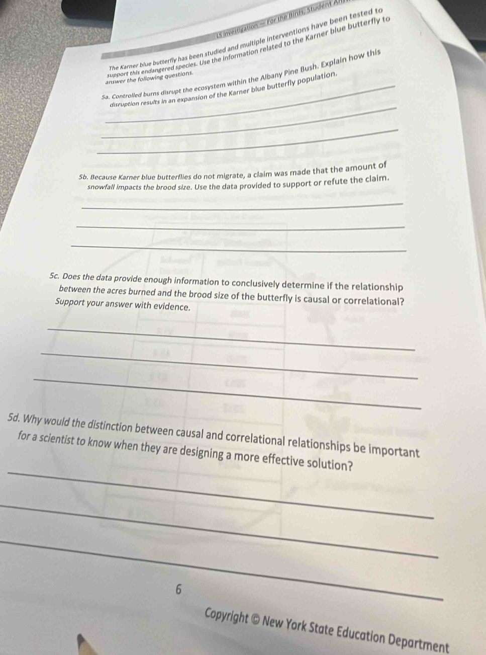 Solved: LS Investigation — For the Birds, Student All The Karner blue ...