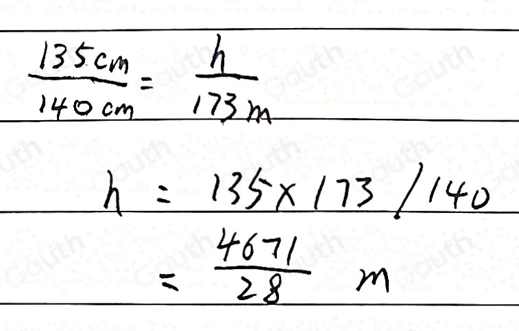 Solved: At 3:00 PM a man 135 cm tall casts a shadow 140 cm long. At the ...