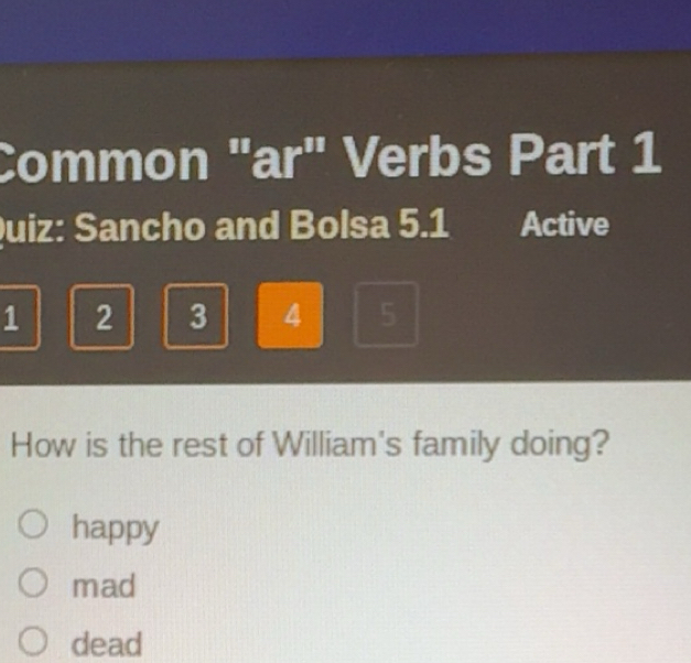 Solved: Common "ar" Verbs Part 1 1 2 3 4 5 How is the rest of William's ...