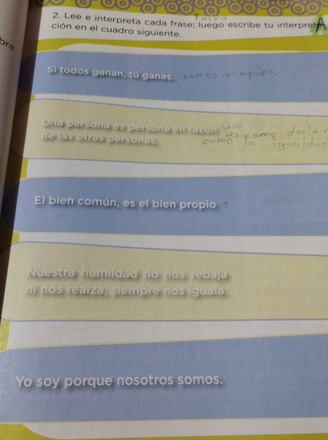Resuelto:Lee e interpreta cada frase; luego escribe tu interpret ción ...