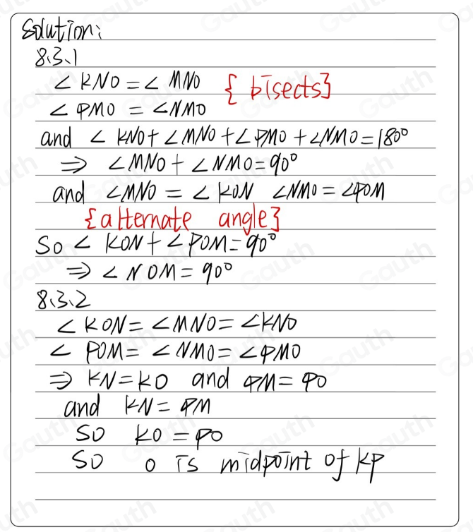 Solved: In the sketch below, KPMN is a parallelogram. ON bisects ∠ KNM ...