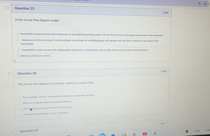 Solved: In the circular flow diagram model: households receive income ...