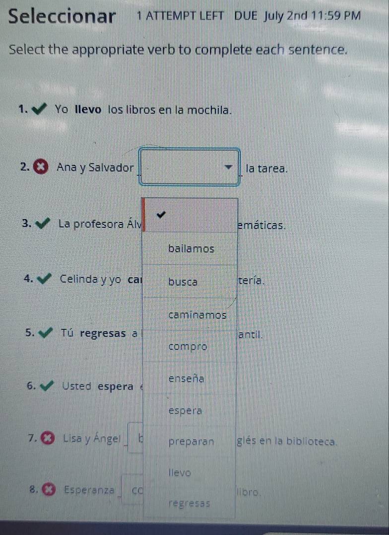 Solved: Seleccionar 1 ATTEMPT LEFT DUE July 2nd 11:59 PM Select the ...