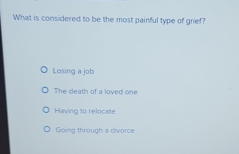 Solved: What is considered to be the most painful type of grief? Losing ...
