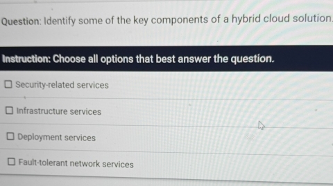 Solved: Identify some of the key components of a hybrid cloud solution ...