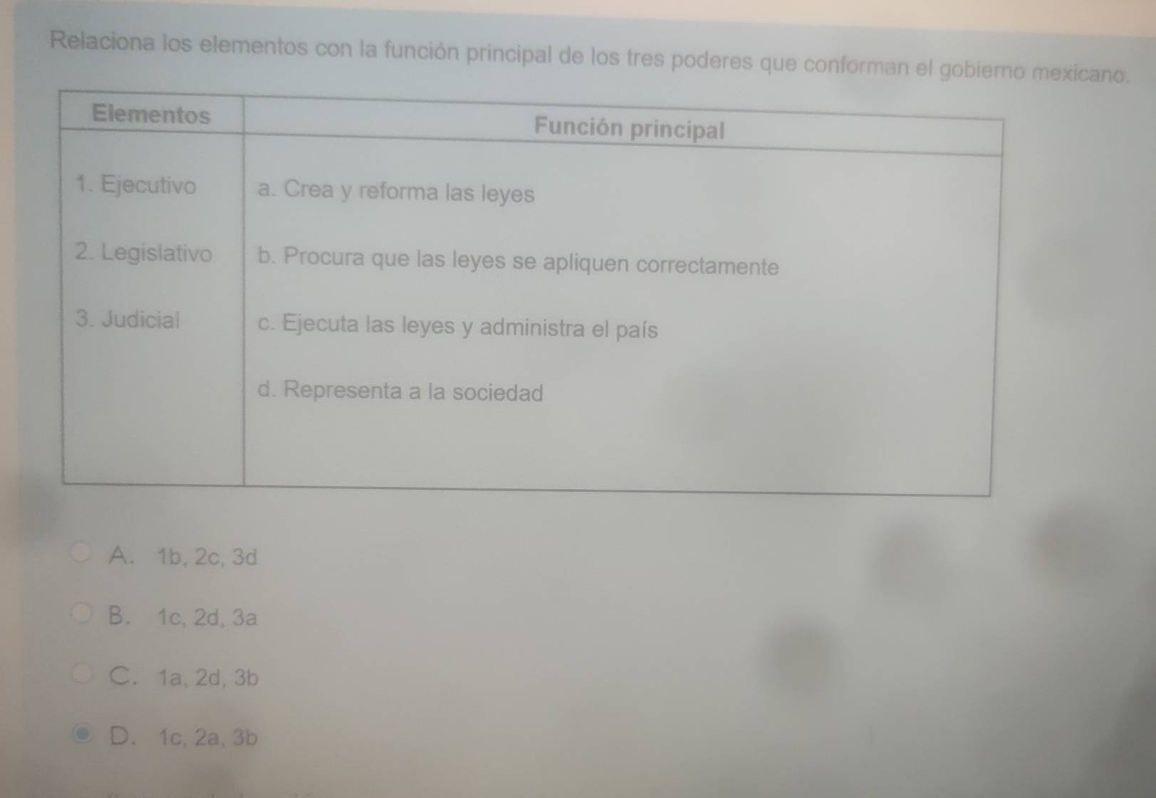 Resuelto:Relaciona los elementos con la función principal de los tres ...