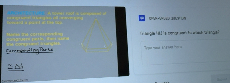 Solved: ARCHTECTURE A tower roof is composed of congruent triangles all ...
