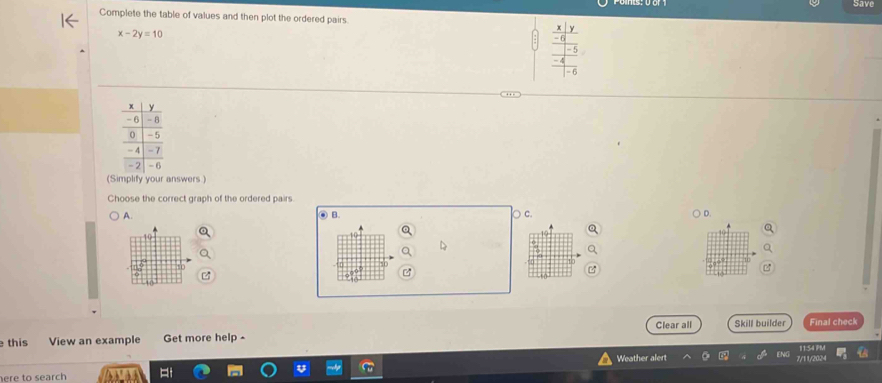 Solved: save Complete the table of values and then plot the ordered ...