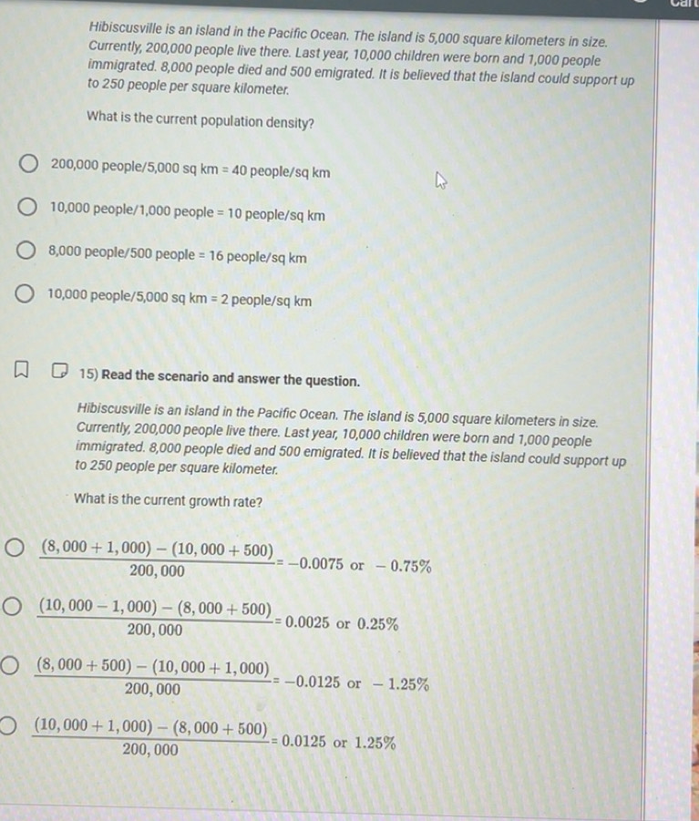 Solved: van Hibiscusville is an island in the Pacific Ocean. The island ...