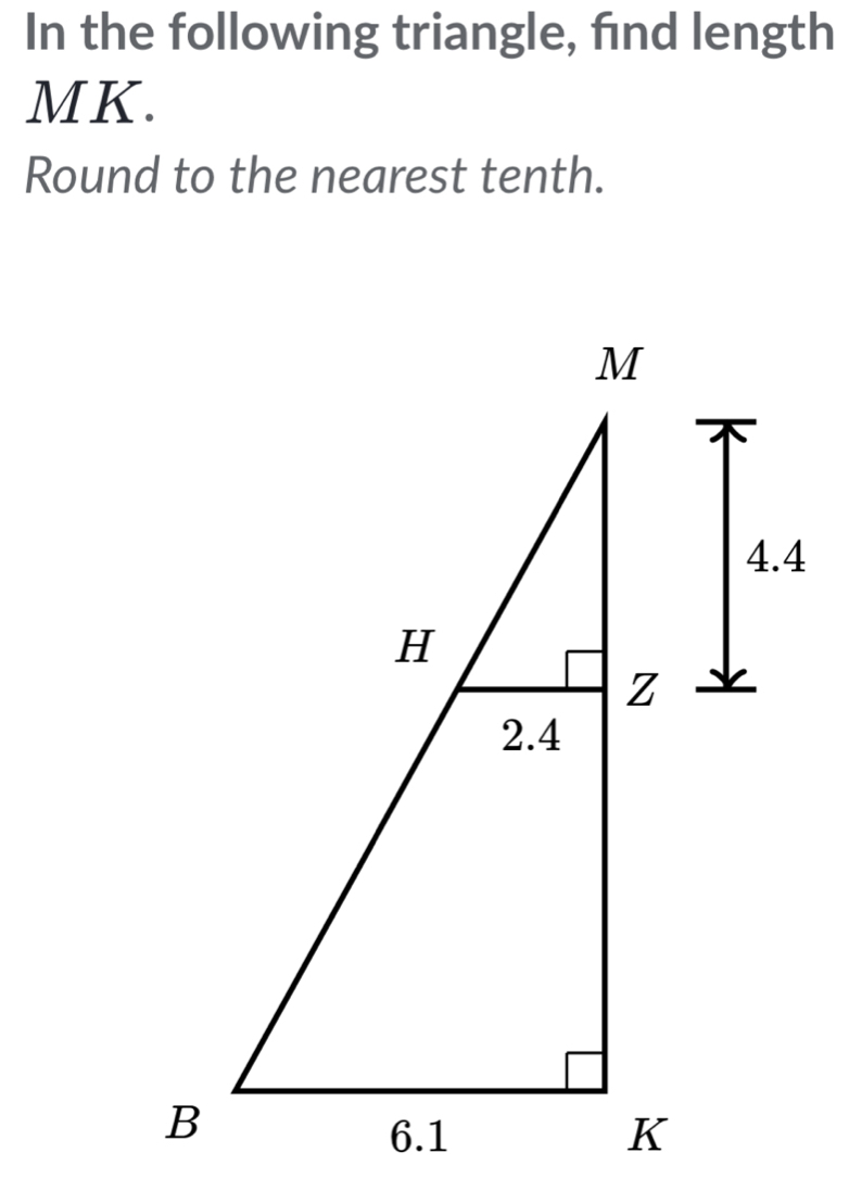 Solved: In the following triangle, find length MK. Round to the nearest ...