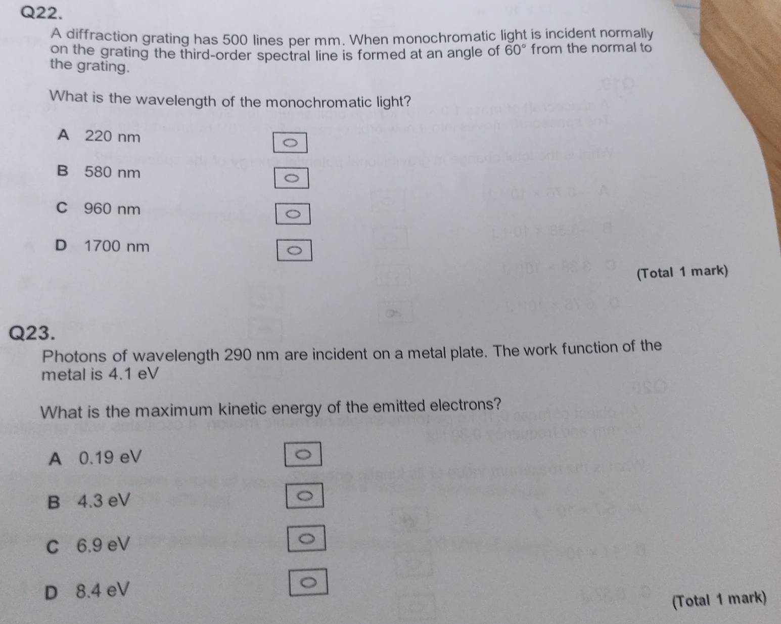 Solved: A diffraction grating has 500 lines per mm. When monochromatic ...