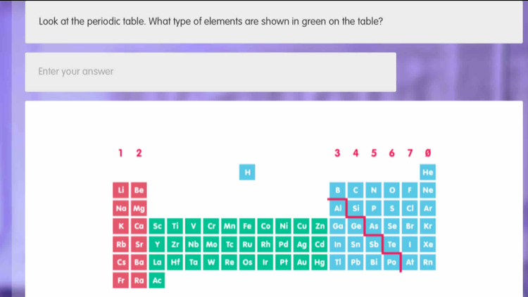 Solved: Look at the periodic table. What type of elements are shown in ...