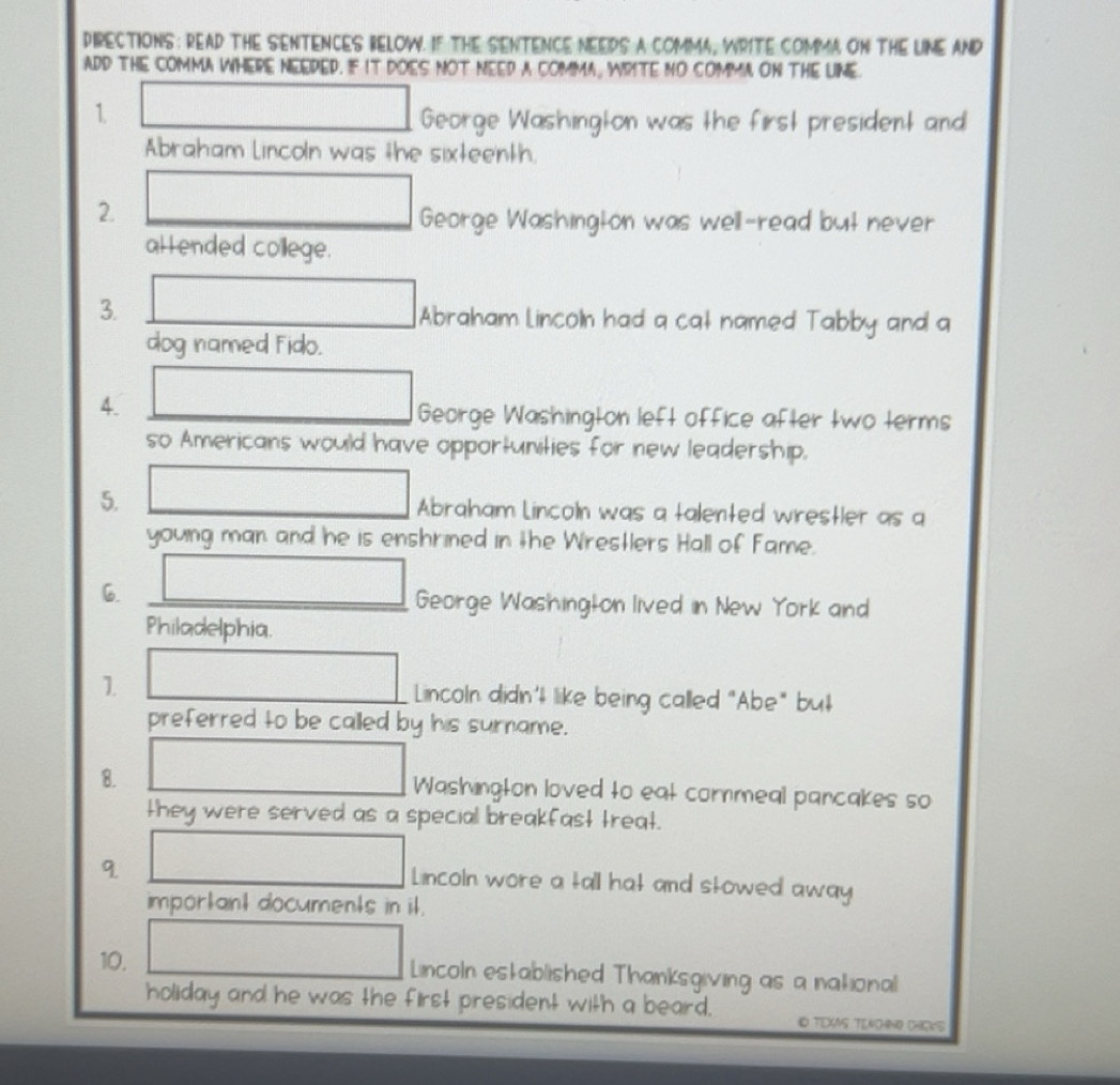 Solved: DIRECTIONS: READ THE SENTENCES BELOW. If THE SENTENCE NEEPS A ...