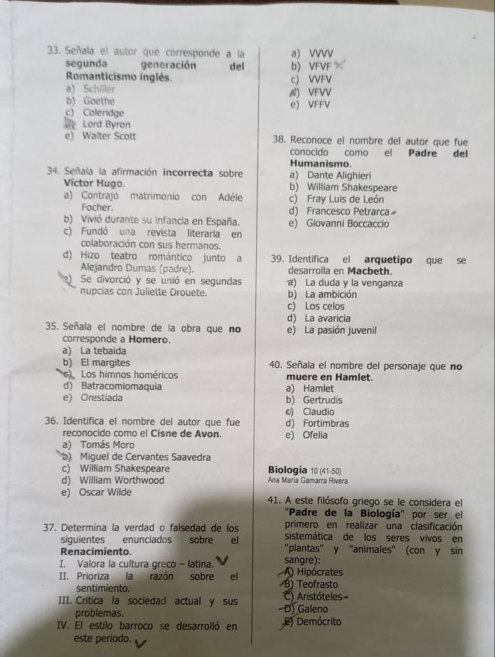 Resuelto:Señala el autor que corresponde a la a) vvvv segunda ...