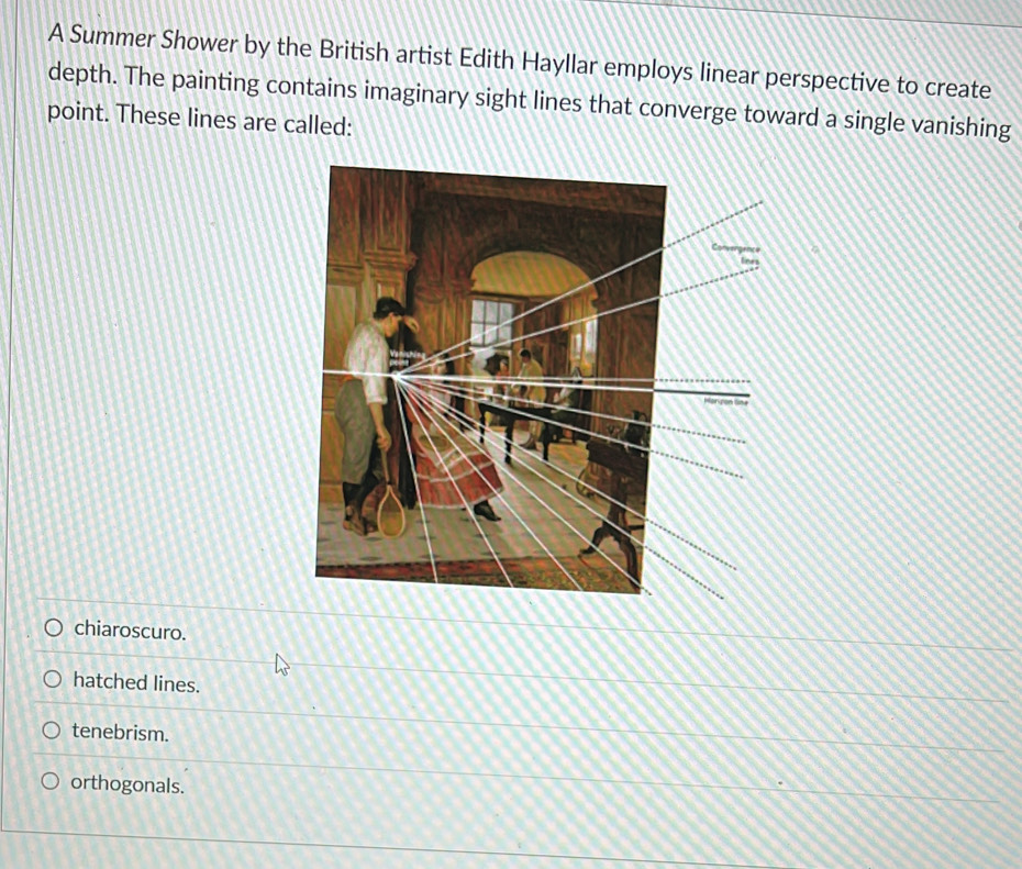Solved: A Summer Shower by the British artist Edith Hayllar employs ...