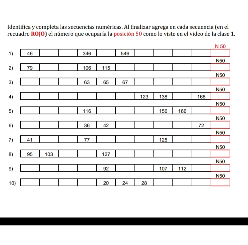 Resuelto:Identifica y completa las secuencias numéricas. Al finalizar ...