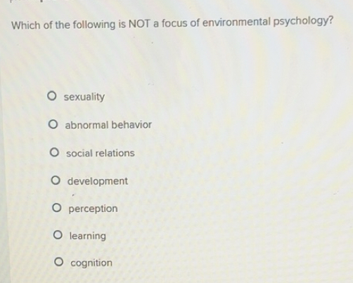 Solved: Which of the following is NOT a focus of environmental ...