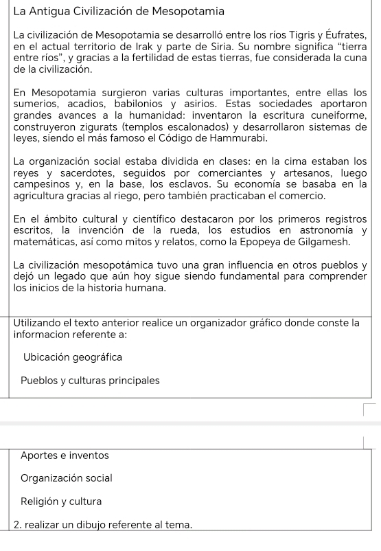 Resuelto:La Antigua Civilización de Mesopotamia La civilización de ...