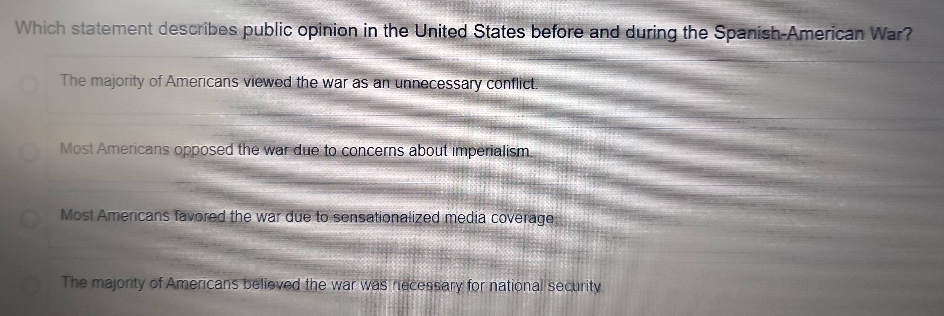 Solved: Which statement describes public opinion in the United States ...