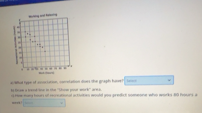 Solved: Working and Relaxing ν 40 ” 30 25 20 1 10 s 10 20 % o 40 50 60 ...